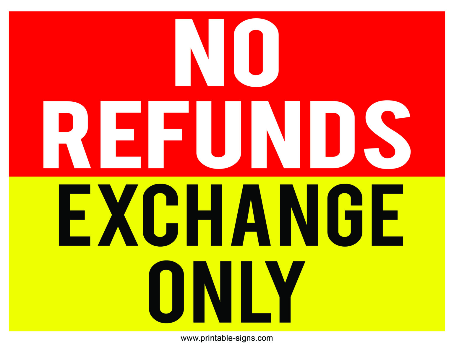 No Refund Printable Signs - Printable Signs