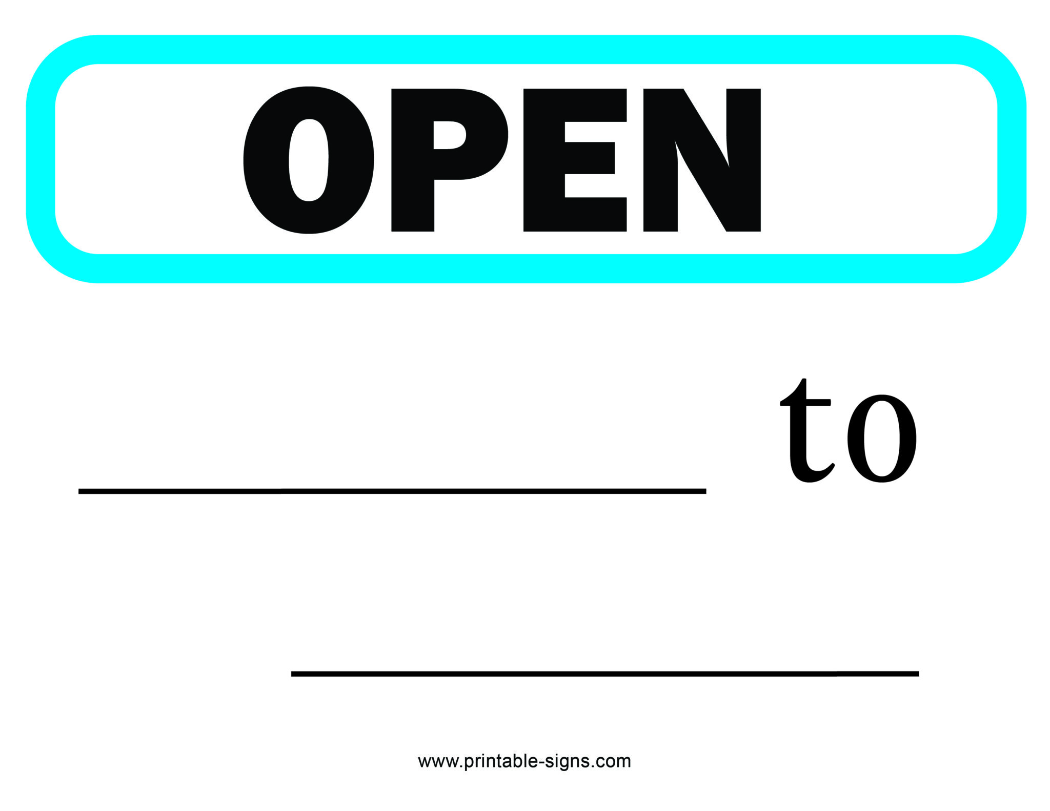 Open Hours Blank Sign - Printable Signs