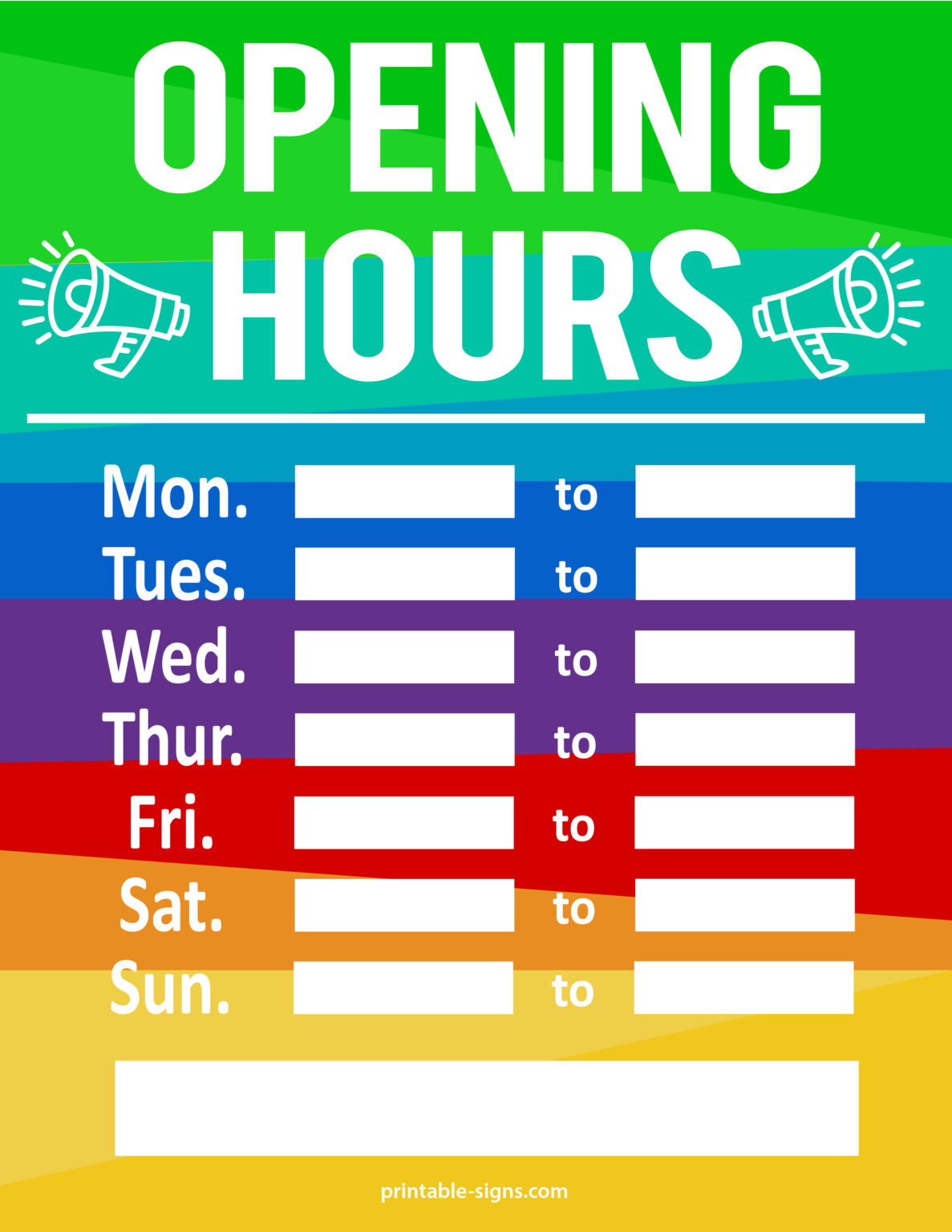 Opening Hours Printable Signs - Printable Signs