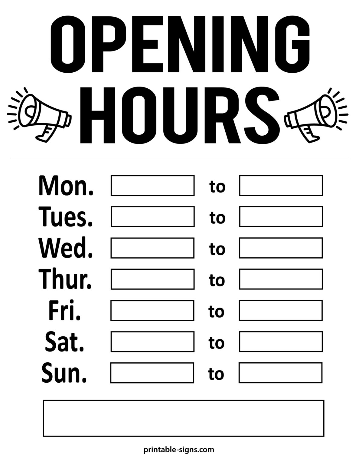 Our Opening Hours Sign - Printable Signs