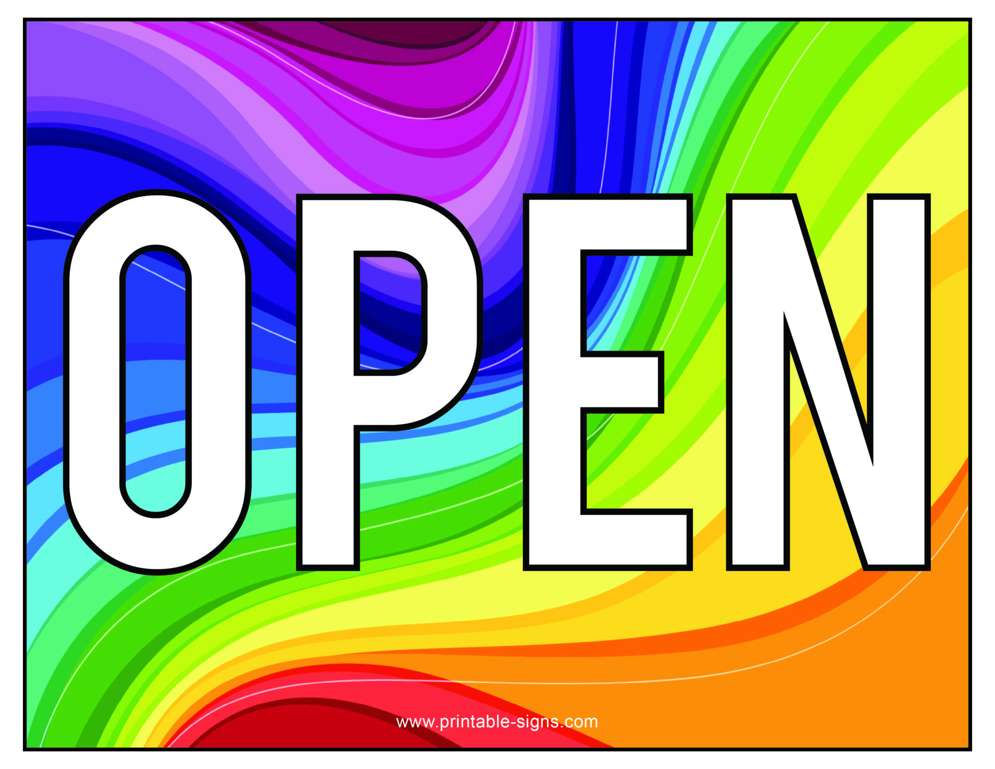 Simple Open Hours Sign Printable Rainbow - Printable Signs